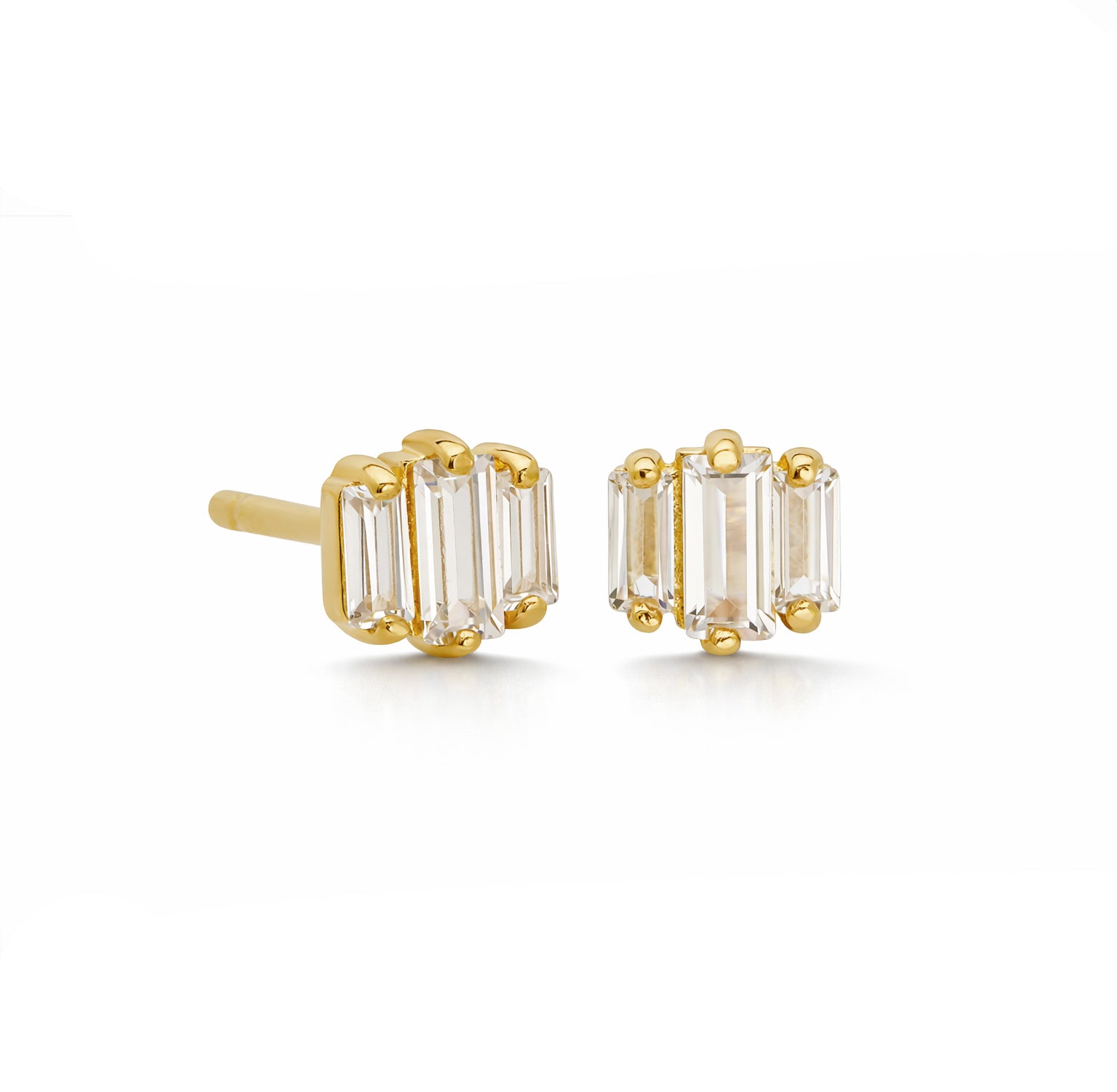 Deco Baguette Trio Studs – Jurate Los Angeles