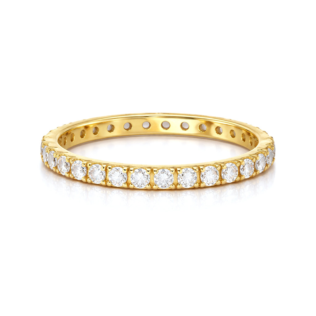 Melrose Simulated Diamond Eternity Ring - Luxe 14k Gold Plated – Jurate ...