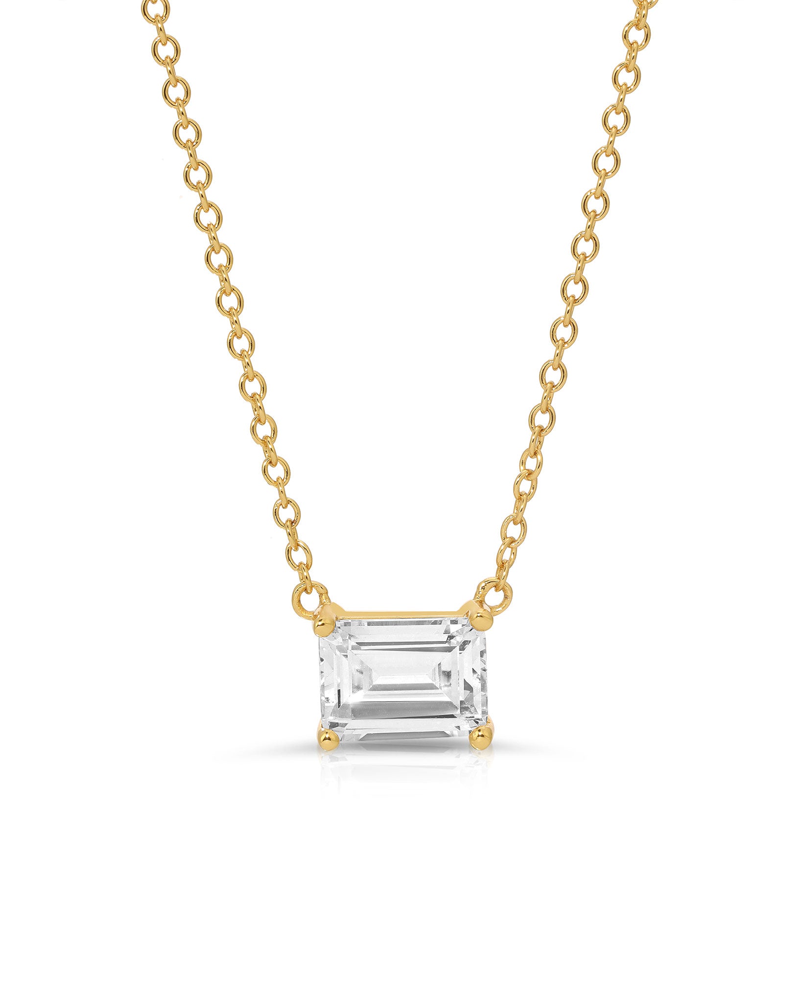 Bling Emerald Cut Solitaire Pendant Necklace - Simulated Diamond ...
